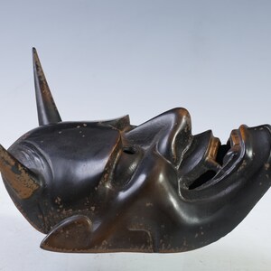 Japanese Old Vintage Iron Noh Mask Hannya 般若 jealousy Woman Tsushima ...