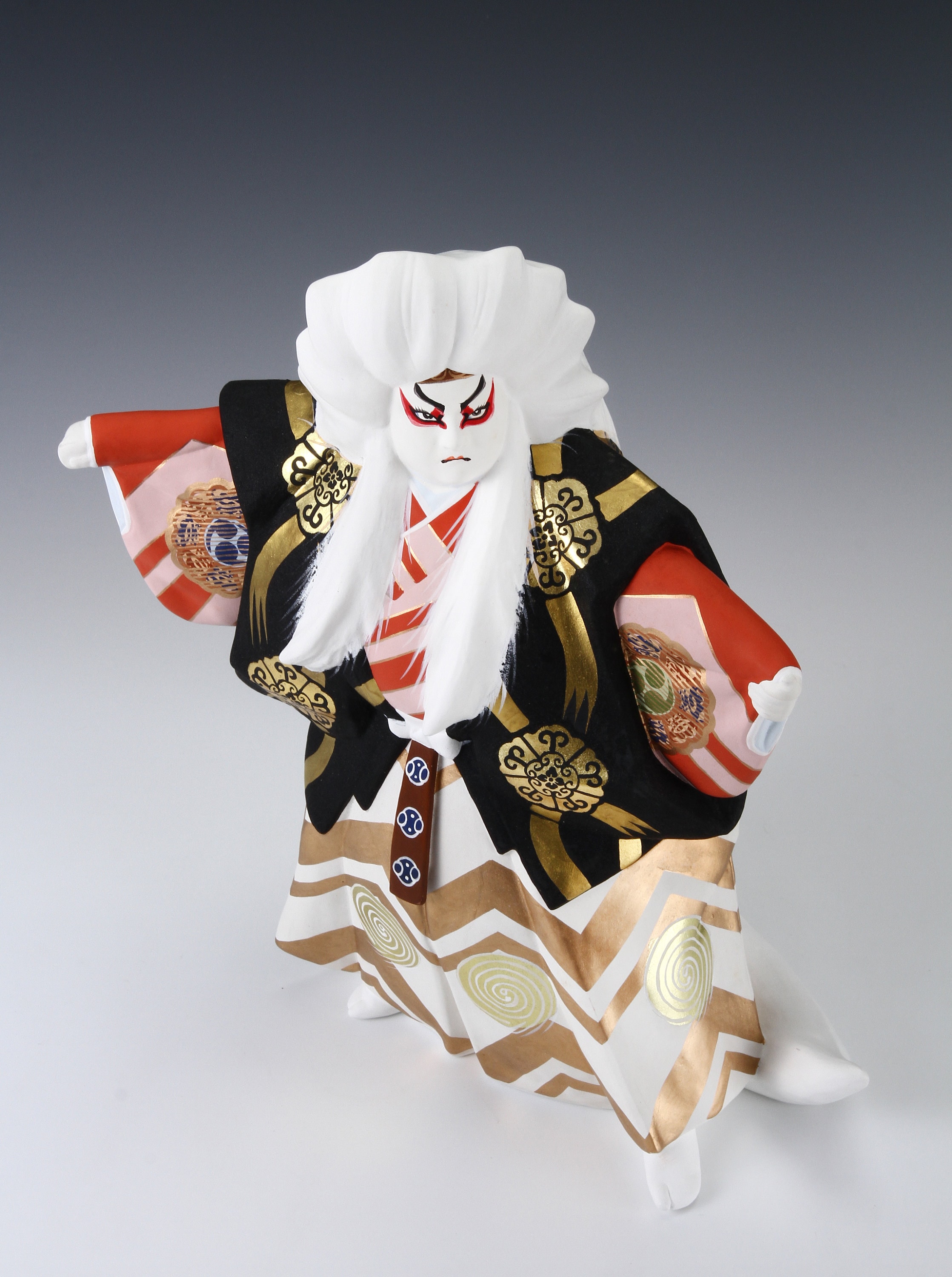 Vintage Japanese Hakata Clay Kabuki Doll -white Leo- - Etsy