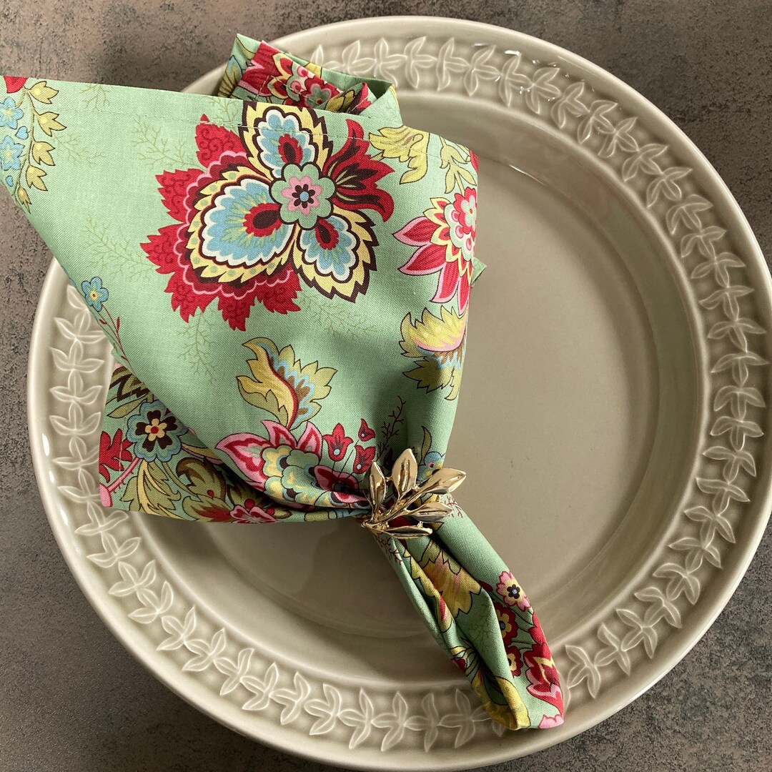 Braumhaus Cloth Napkin, Jade Green, Floral Cotton, Pretty Patterned ...