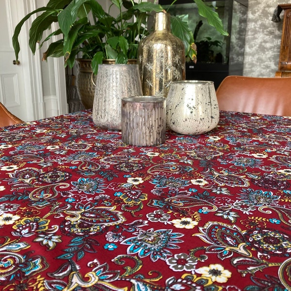 Burgundy Tablecloth - Etsy