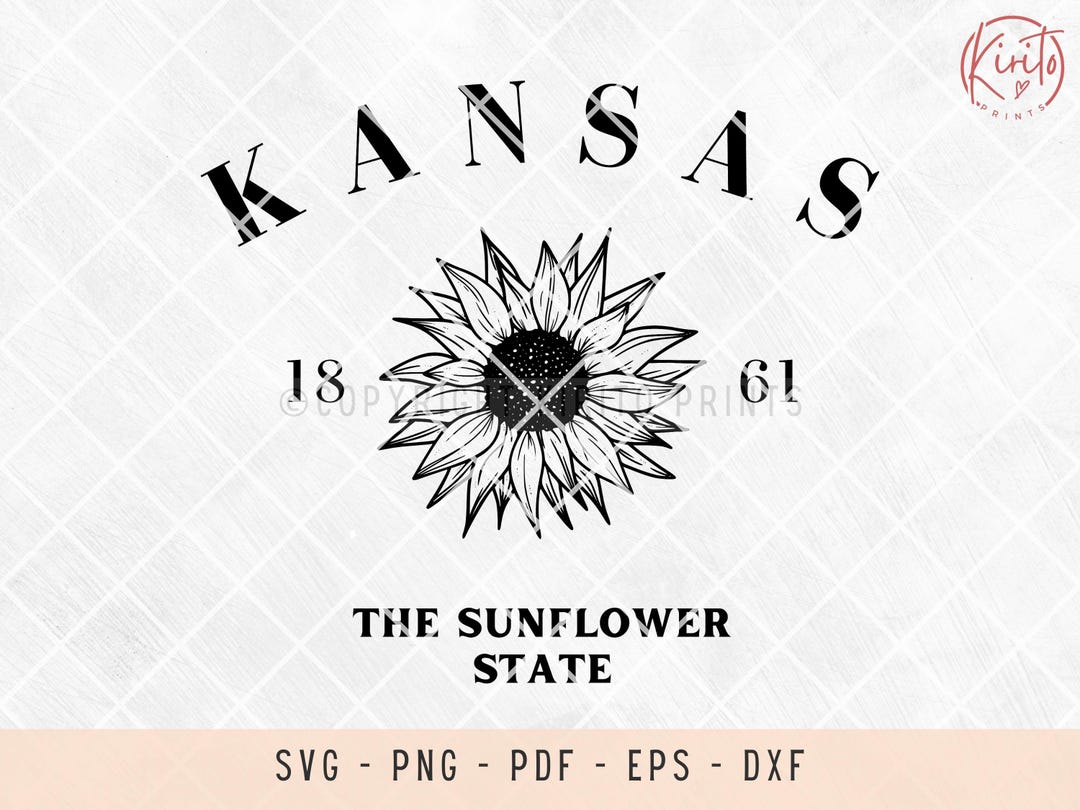 Kansas Sunflower State SVG: US State Outline, Laser Cut Files (digital ...
