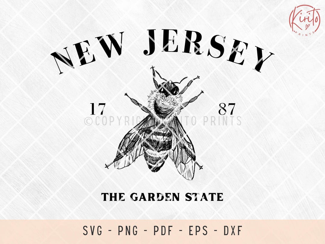 New Jersey Bee SVG: US State Outline, Garden State (digital Files) - Etsy