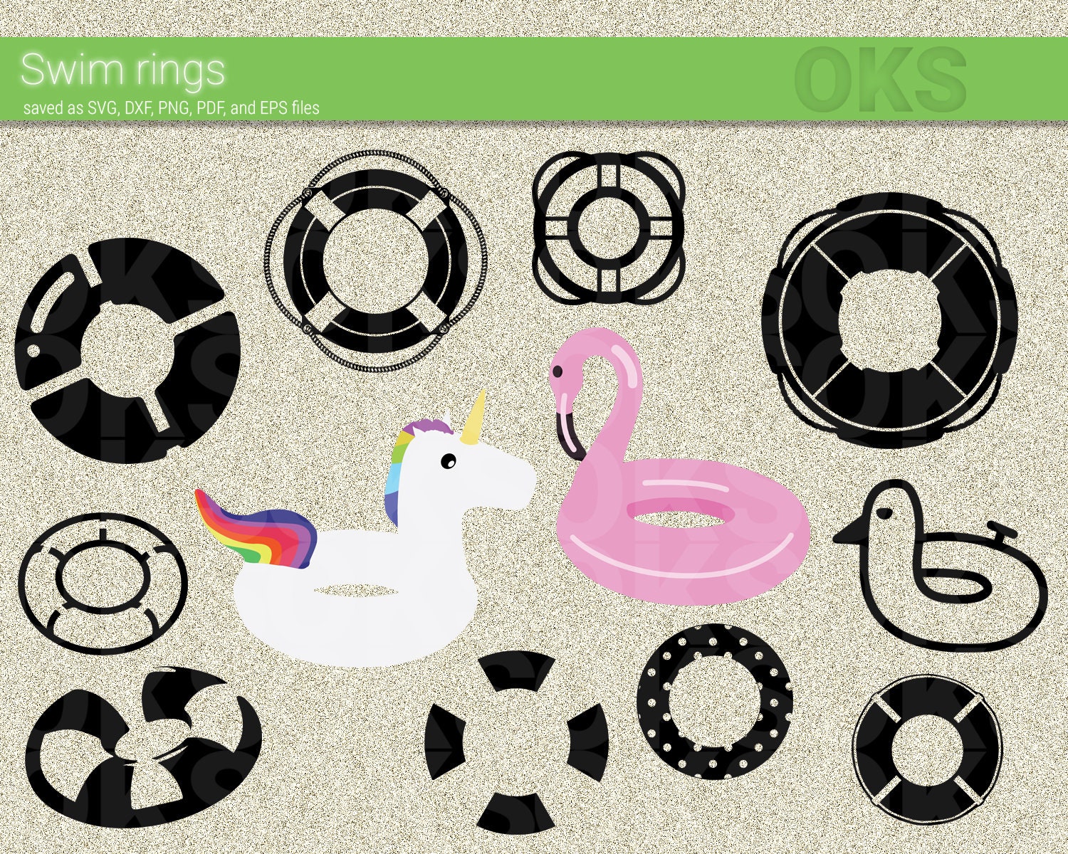 swim ring svg download bundle pool float clipart unicorn | Etsy