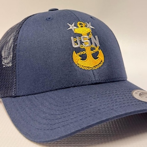 Navy Master Chief Ball Cap Navy Blue With Gold and Silver Anchor - Etsy