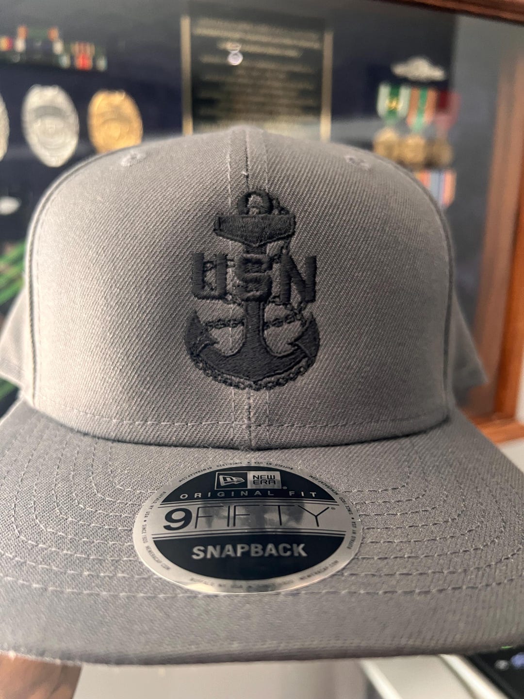 Navy Chief Ball Cap New Era Snapback Gray With Black Anchor - Etsy