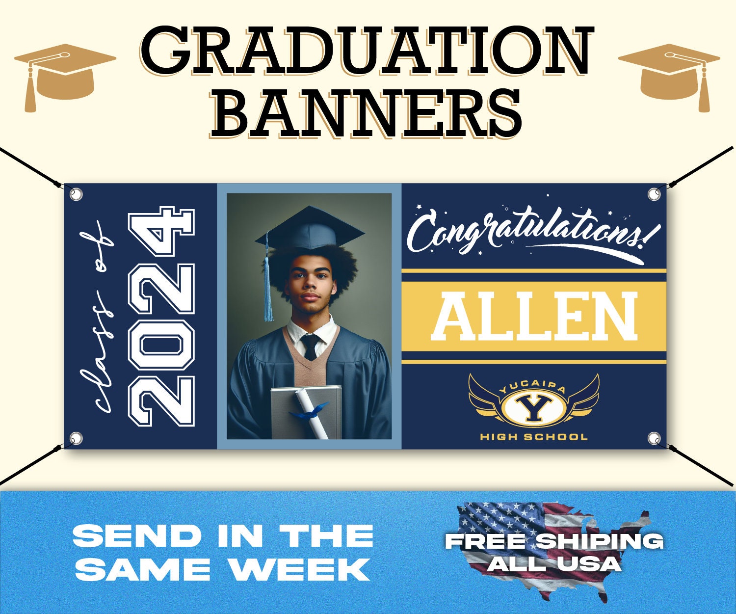 Graduation Banner 2024 - Graduation Banner Class of 2024 for High ...