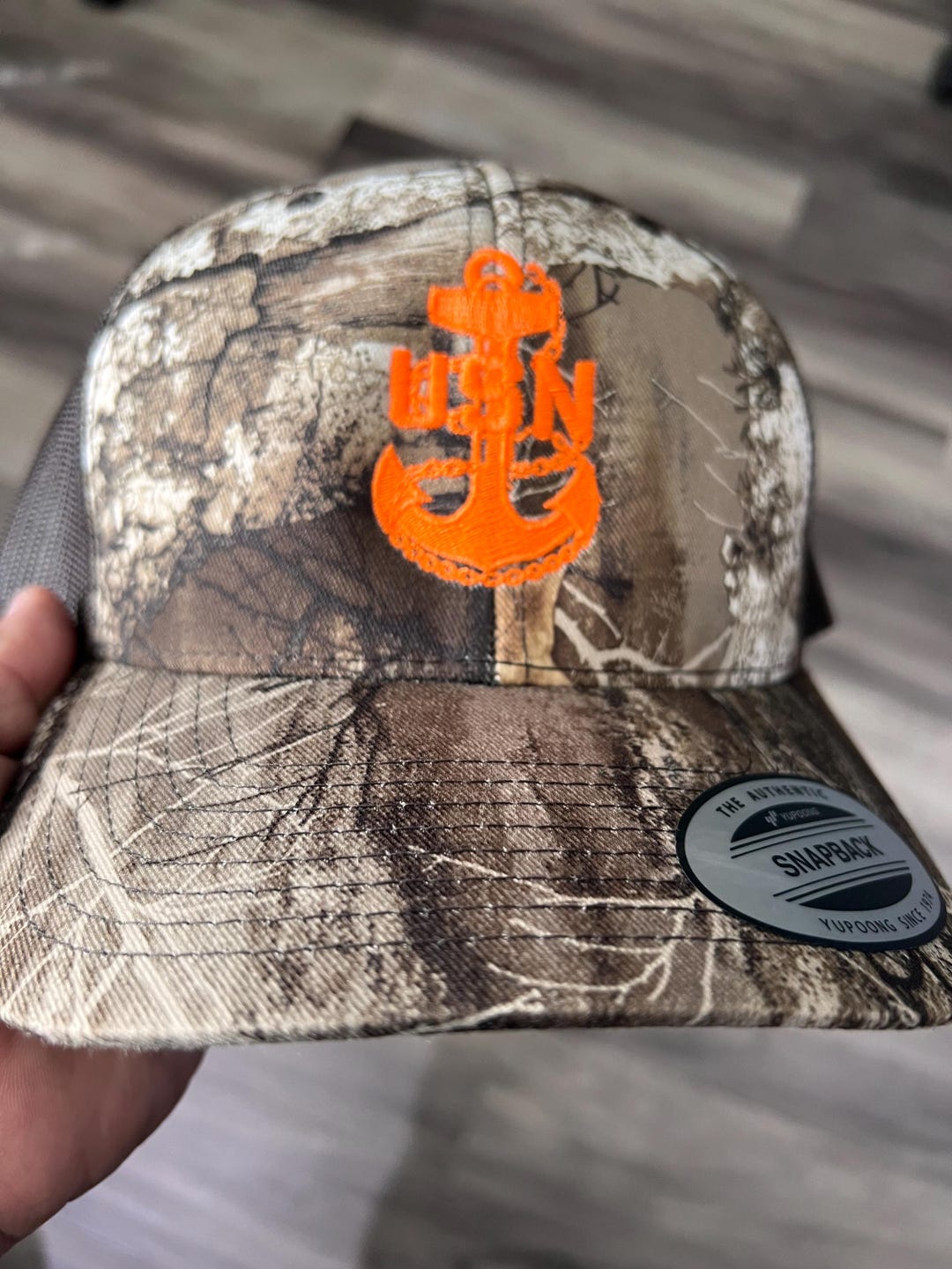 Navy Chief Ball Cap With Neon Orange Anchor Realtree EDGE/ Brown - Etsy