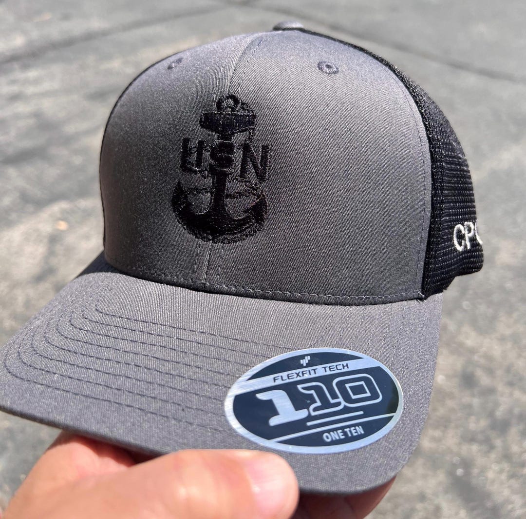 Navy Chief Ball Cap Flexfit 110 Trucker Snapback Charcoal With Black ...