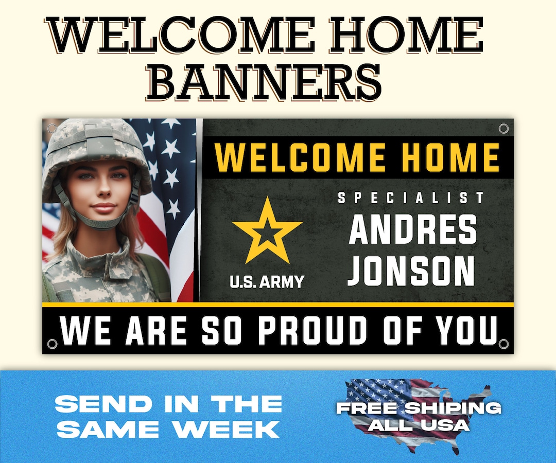 Full Color Welcome Home Vinyl Banners - Next Day Production - Etsy