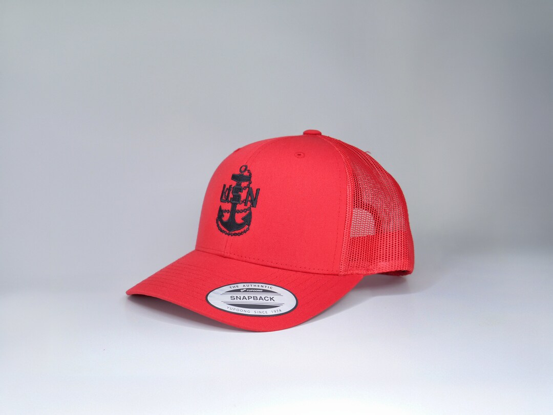 Navy Chief Ball Cap Red With Black Anchor - Etsy