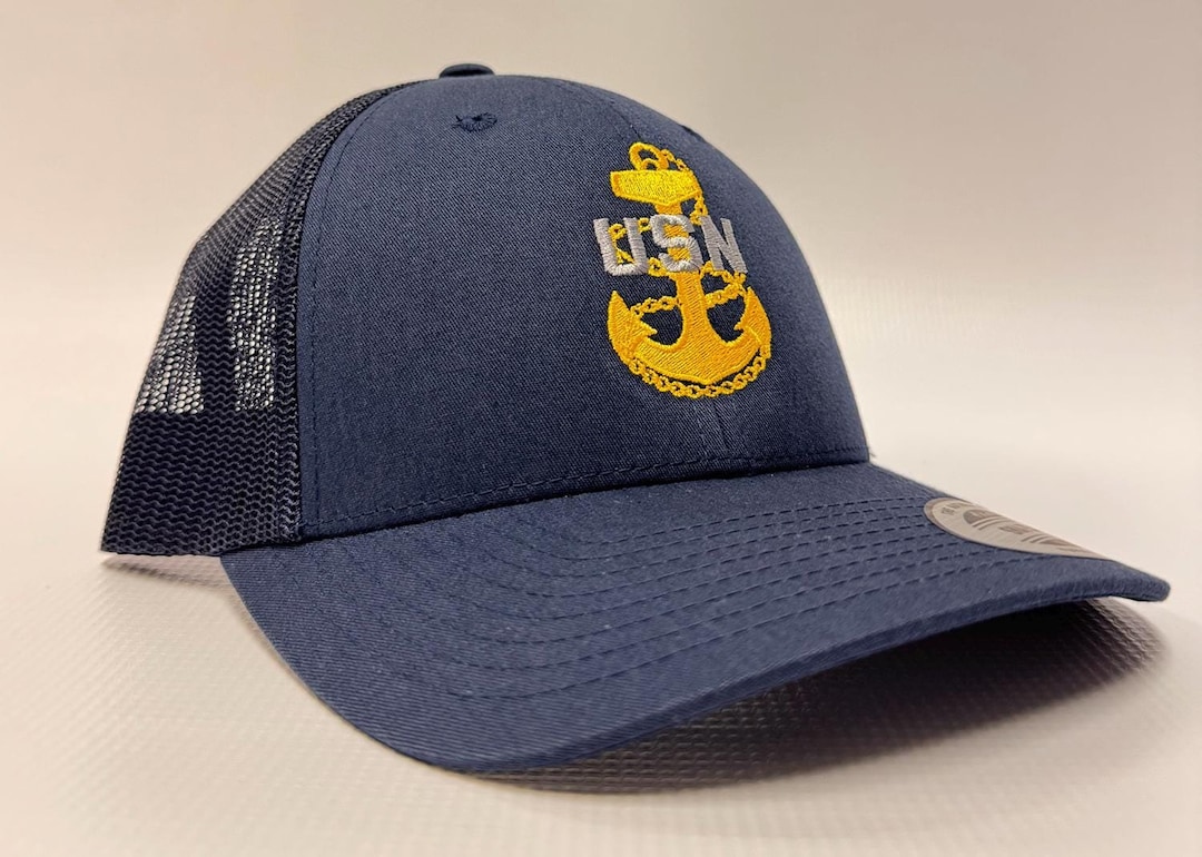 Navy Chief Ball Cap Navy Blue With Gold and Silver Anchor - Etsy