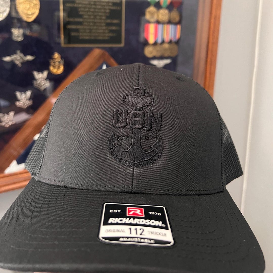 Navy Chief Ball Cap Richardson 112 Snapback Black With Black Anchor - Etsy
