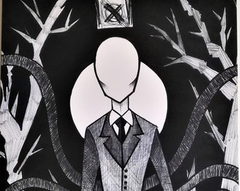 Items similar to Slenderman 8 pages from game Slender Canvas Paintings ...