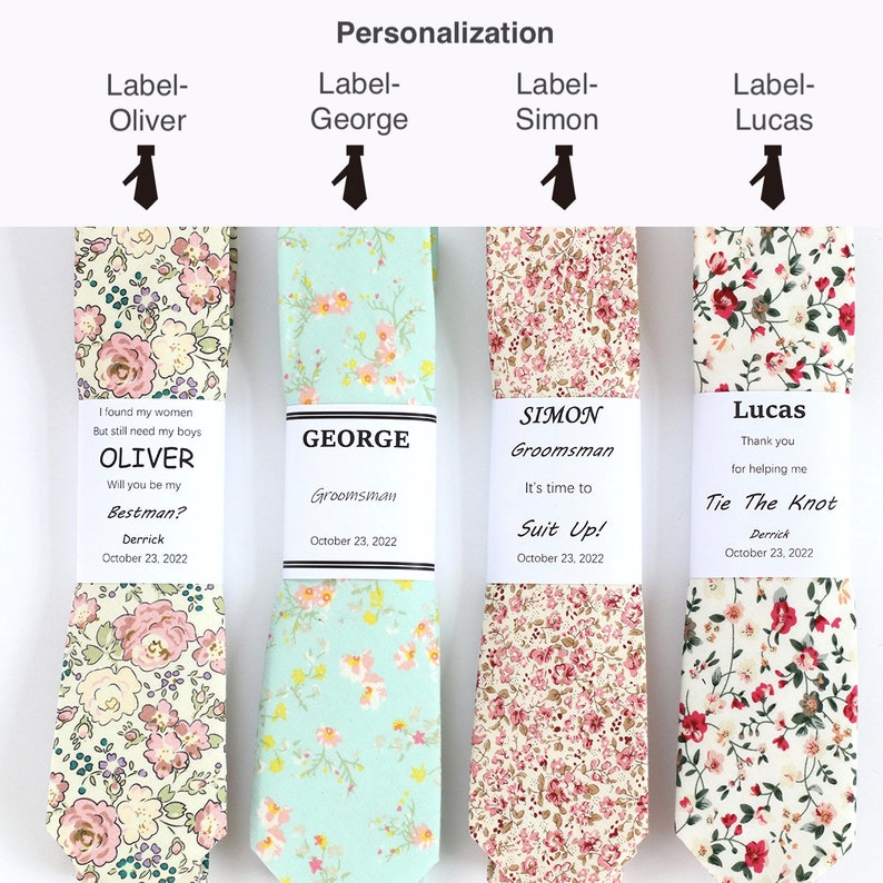 Handmade Dusty Blue Floral Tie, Cotton Groomsmen Tie - Etsy