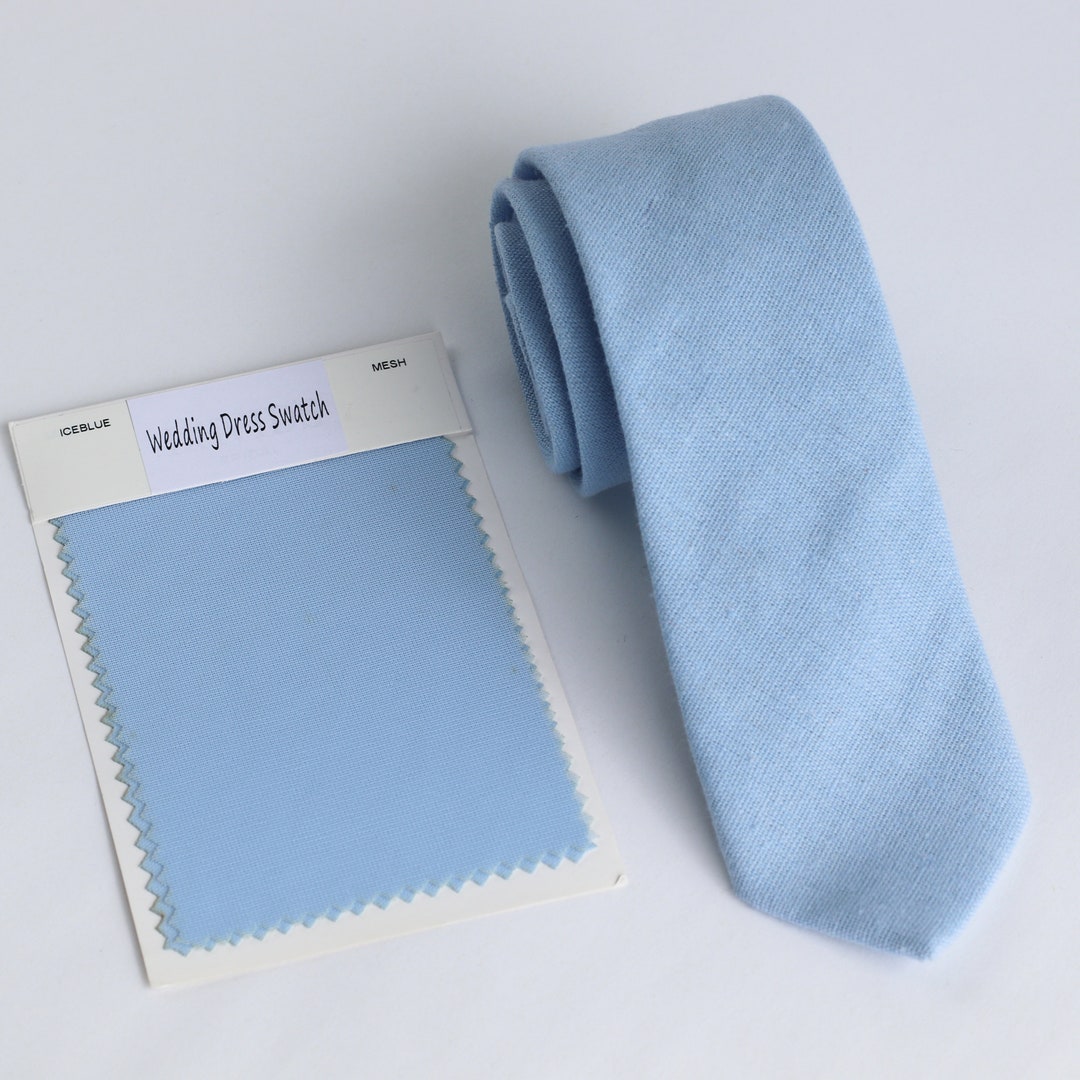 Ice Blue Cotton Tie, Skinny Men's Wedding Tie, Men's Ties Ice Blue ...