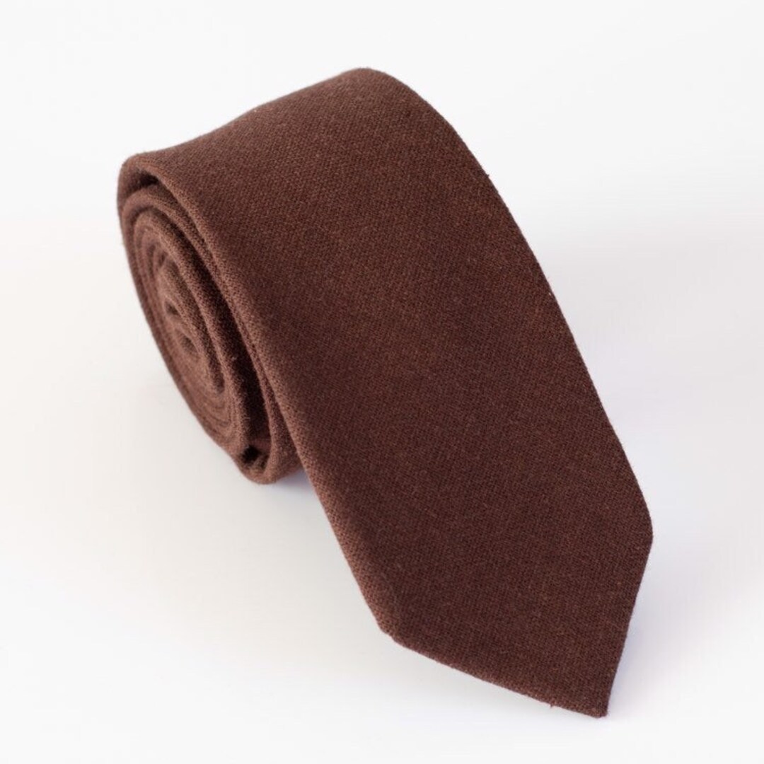 Coffee Brown Cotton Necktie, Handmade Men's Wedding Tie - Etsy