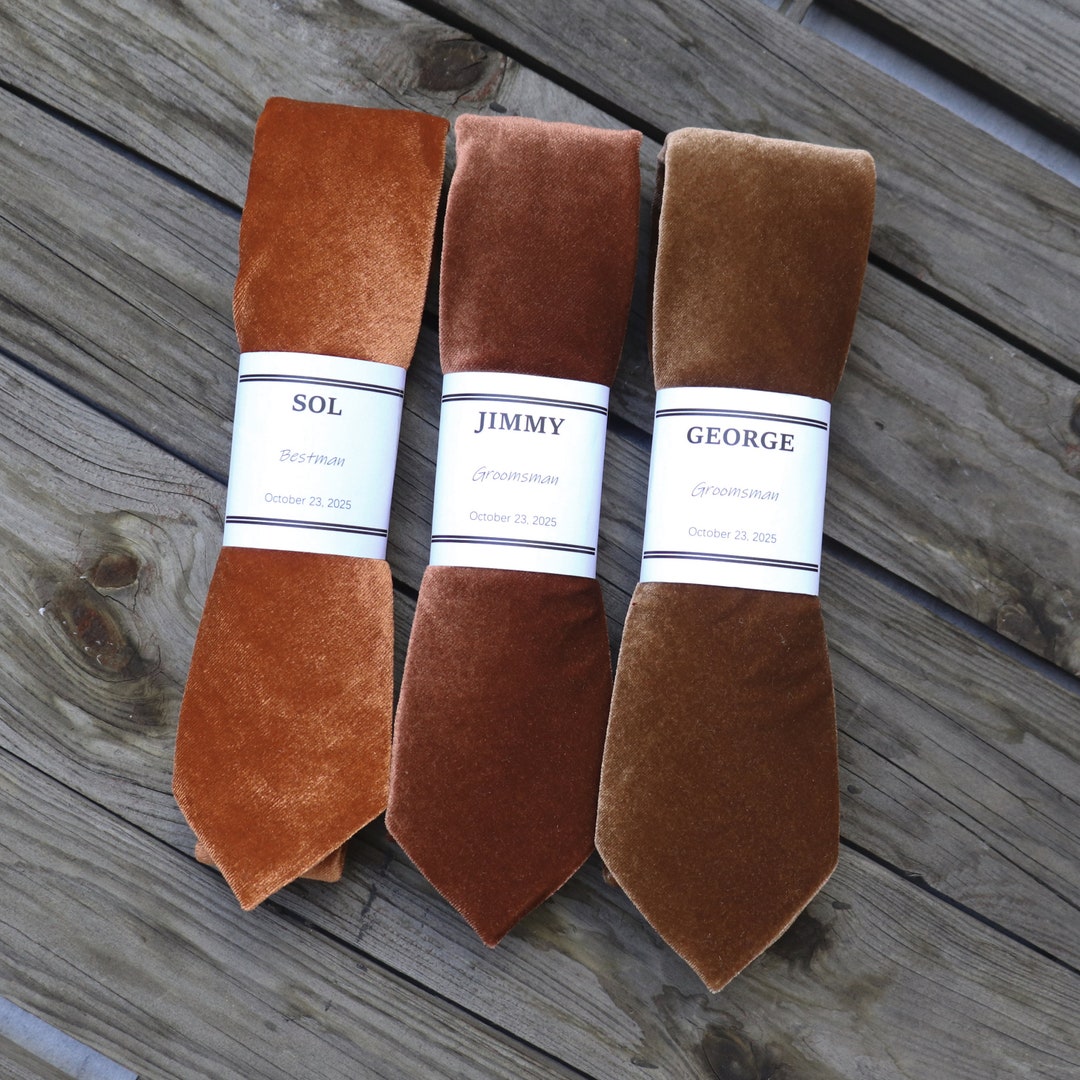 Rust Velvet Tie, Terre Cotta Velvet Dress Tie, Burnt Orange Men's ...