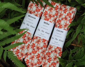 Rust Floral Tie, Rust Bow Tie, Rust Pocket Square, Rust Dress Necktie ...