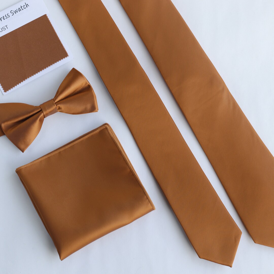 Handmade Rust Microfiber Tie, Skinny Wedding Groomsmen Tie - Etsy