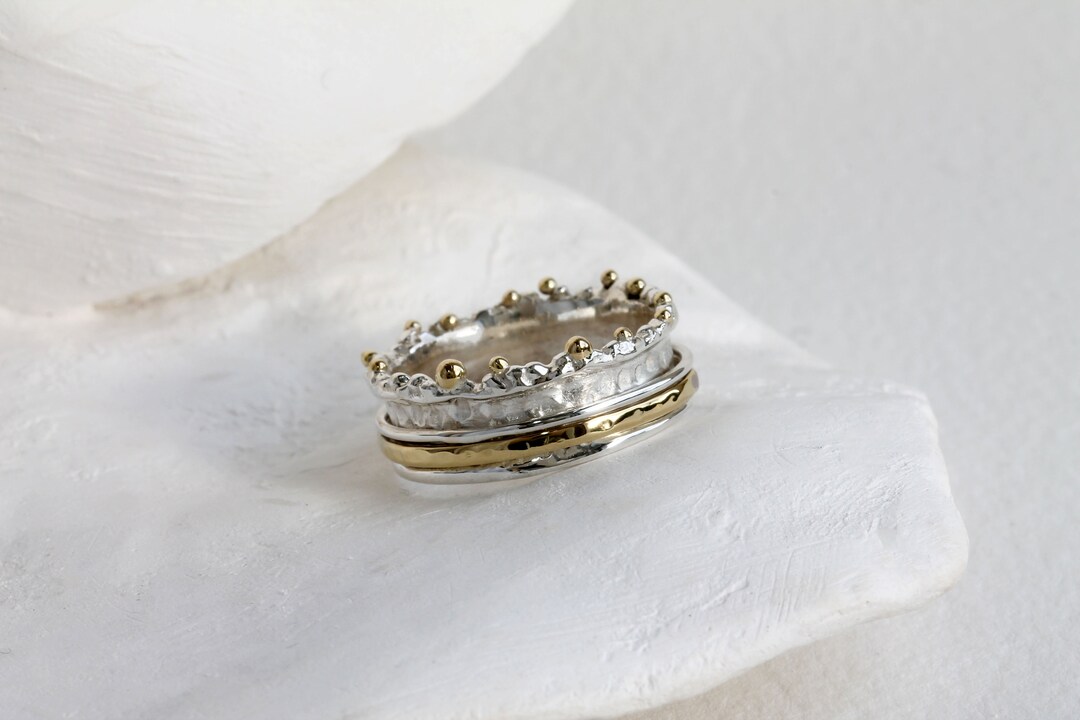 Spinning Ring, Crown Mixed Metal Spinning Ring, Revolving Ring ...