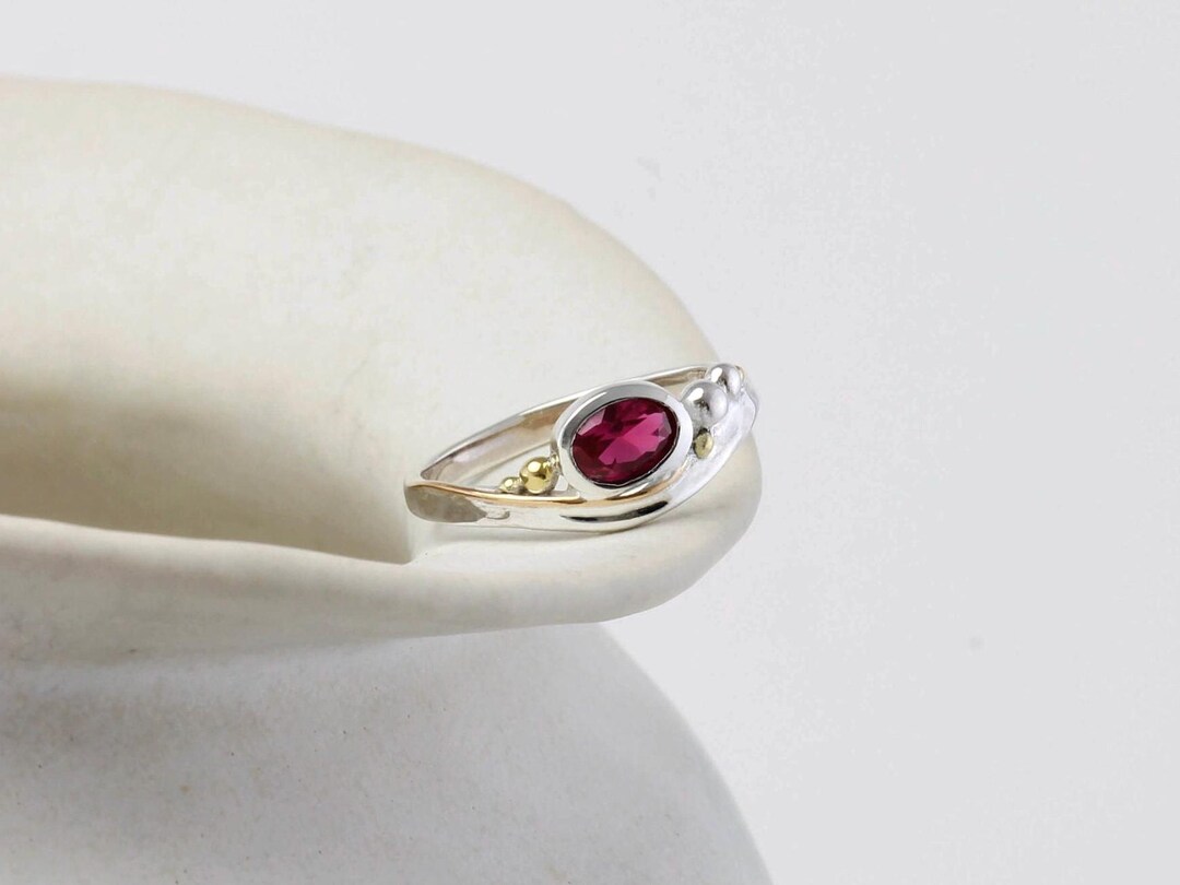 Ruby CZ Ring, Dainty Ruby CZ Ring, Sterling Silver Ring, Dainty Ring ...