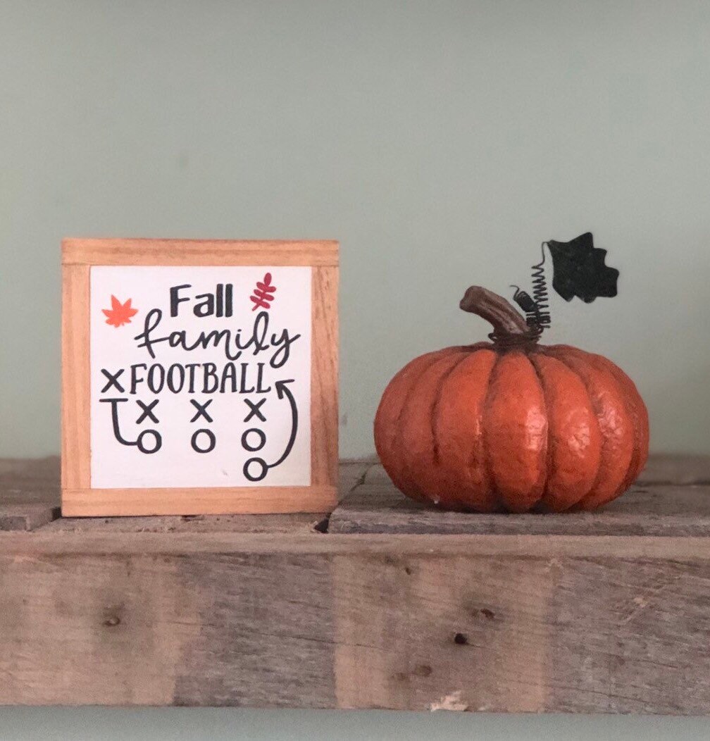 Fall Family Football Sign, Fall Home Decor, Rustic Football Gift, Small ...