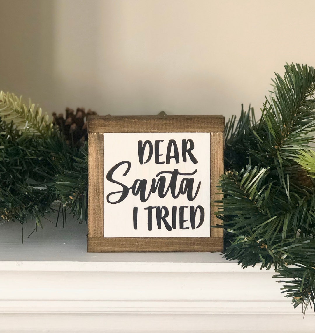 Dear Santa Sign, Winter Home Decor, Holiday Wood Sign, Christmas Tiered ...