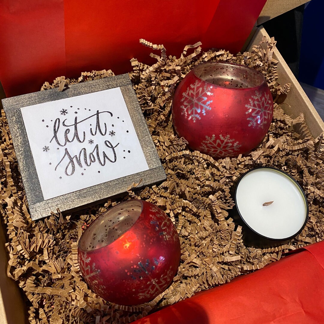 Let It Snow Gift Box, Winter Gift Box, Snowflake Home Decor, Winter ...