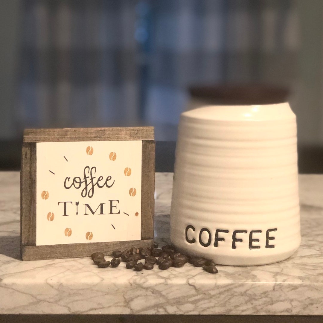 Coffee Time Sign, Coffee Lover Decor, Small Wood Signs, Caffeine Addict ...