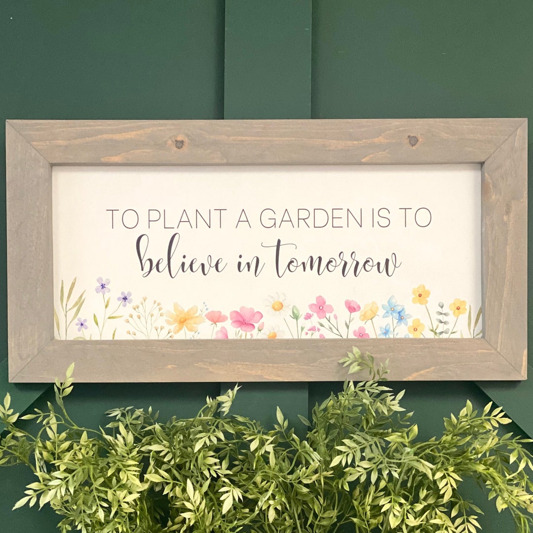 GARDEN WOOD SIGN, Floral Wood Sign, Framed Floral Sign, Wildflower Home ...