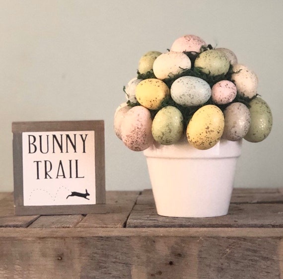 Easter Small Decor Bunny Trail Sign Small Wood Signs Spring | Etsy