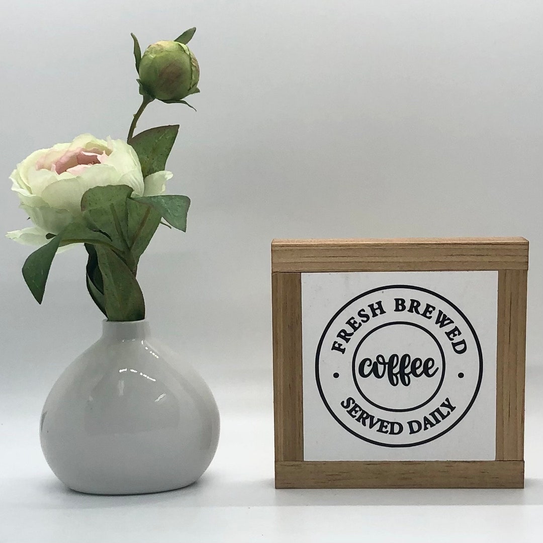 Fresh Brewed Coffee Sign, Coffee Lover Gift, Coffee Bar Wood Sign ...