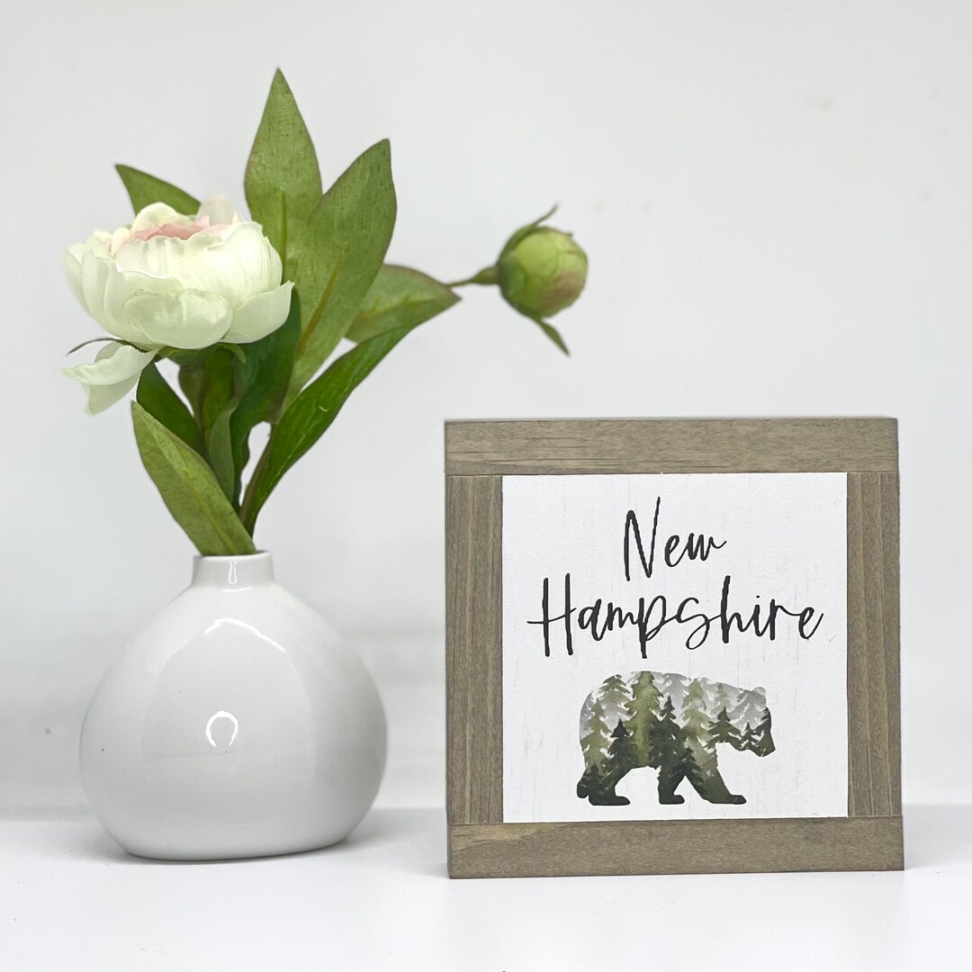NH Bear Sign, Home State Sign, Graduation Gift, Silhouette Sign, Rustic ...