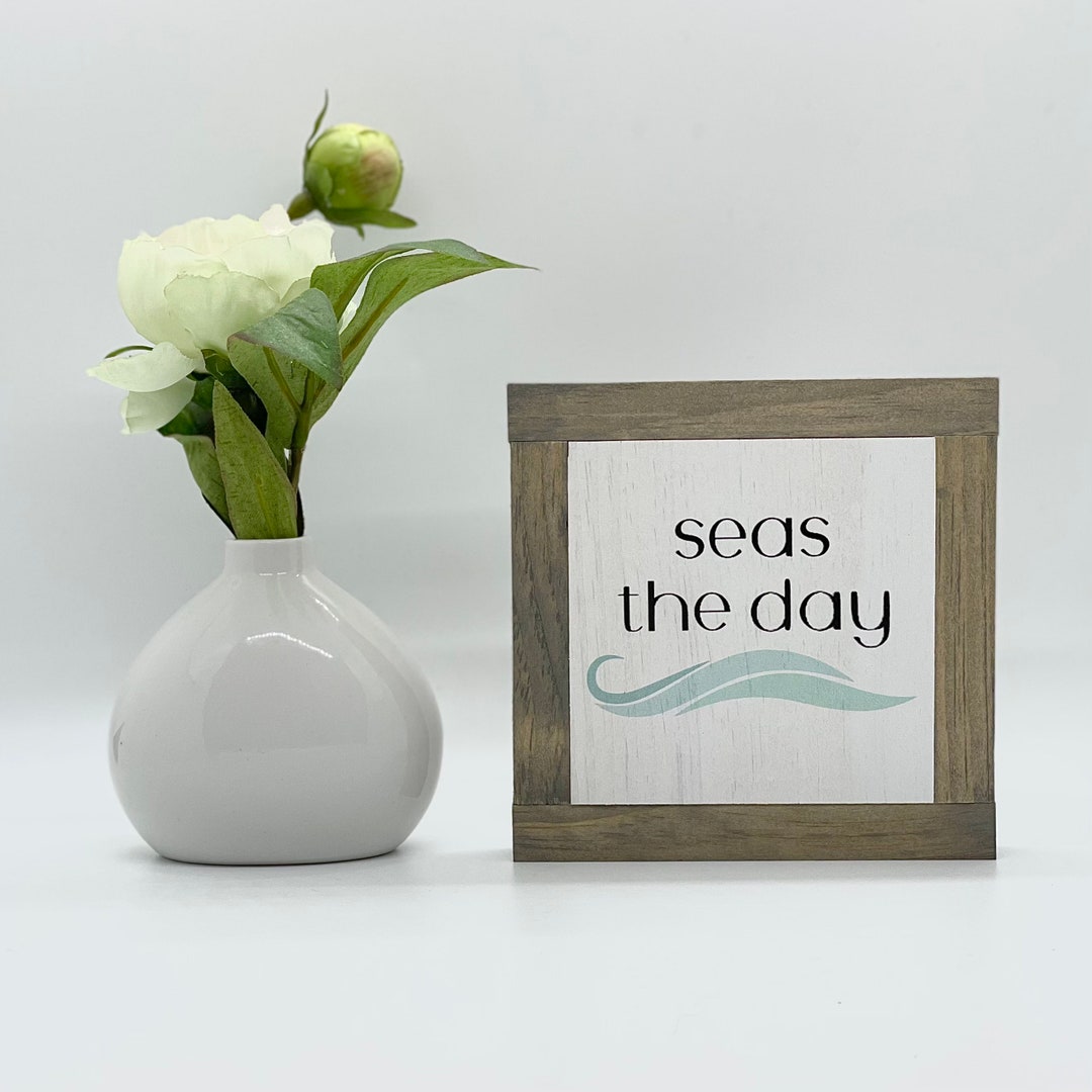 Seas the Day Sign, Coastal Home Decor, Summer Gift, Beach Wood Sign ...