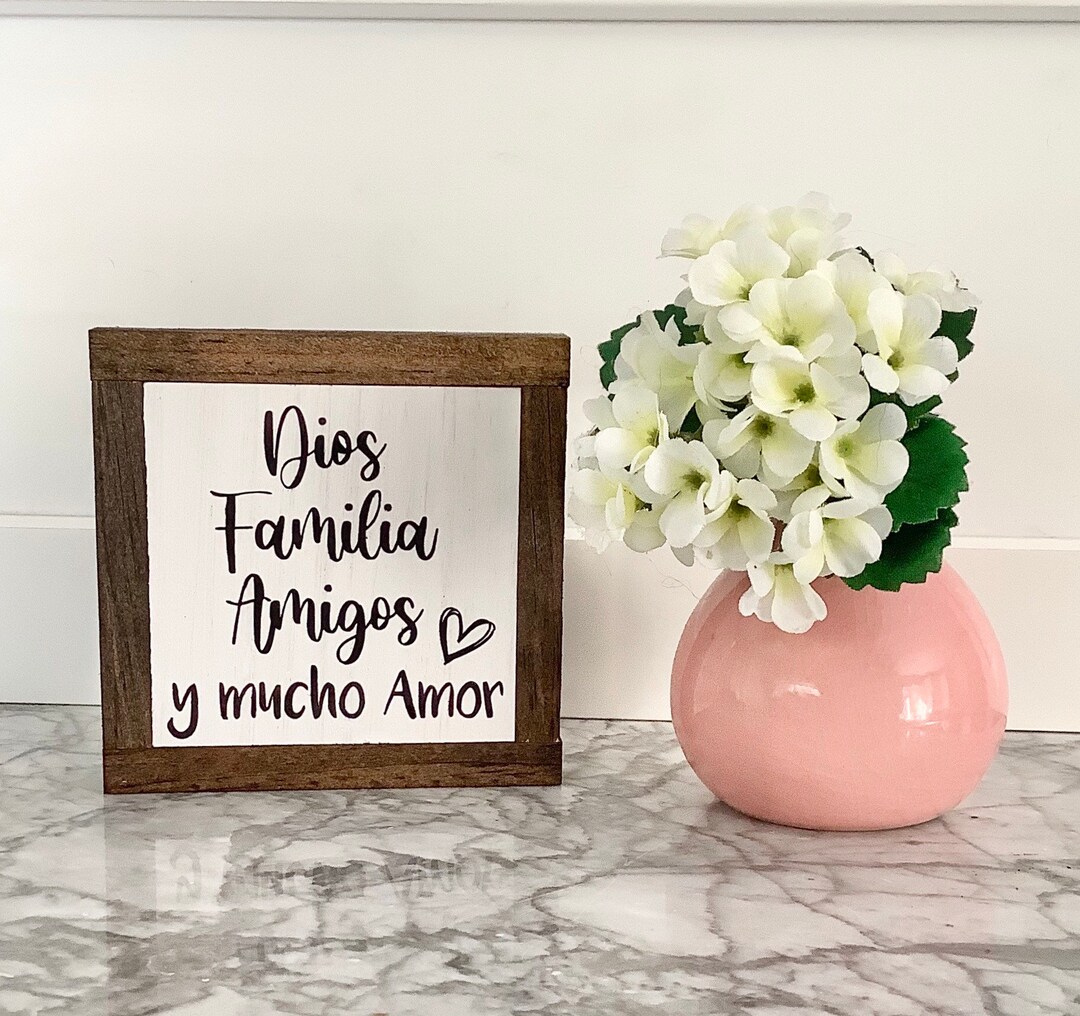 Dios Familia Amigos Sign, God Family Friends Sign, Hispanic Home Decor ...