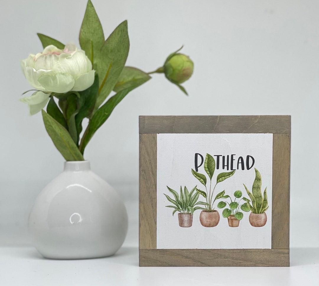 Pothead Wood Sign, Plant Lover Sign, Cactus Decor, Plant Birthday Gift ...