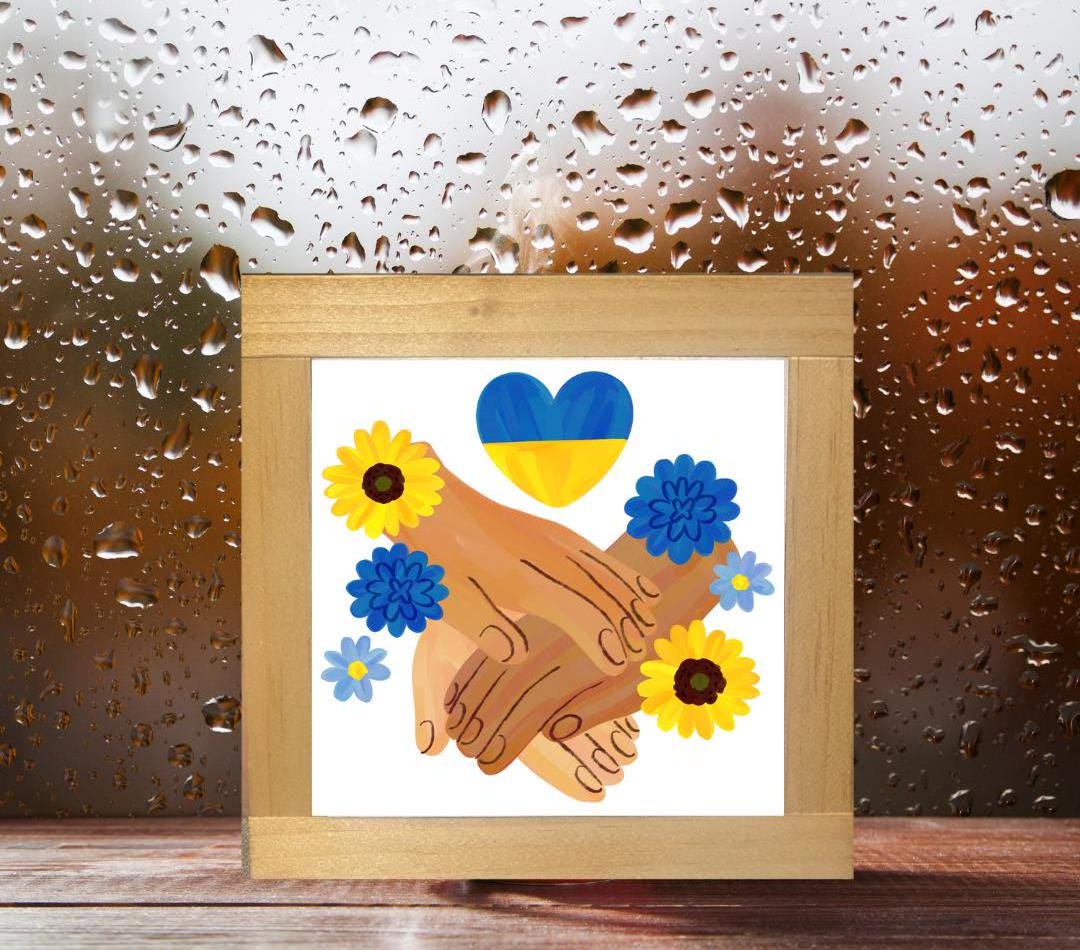 Ukraine Support Sign, Yellow & Blue Decor, Stand With Ukraine Display ...