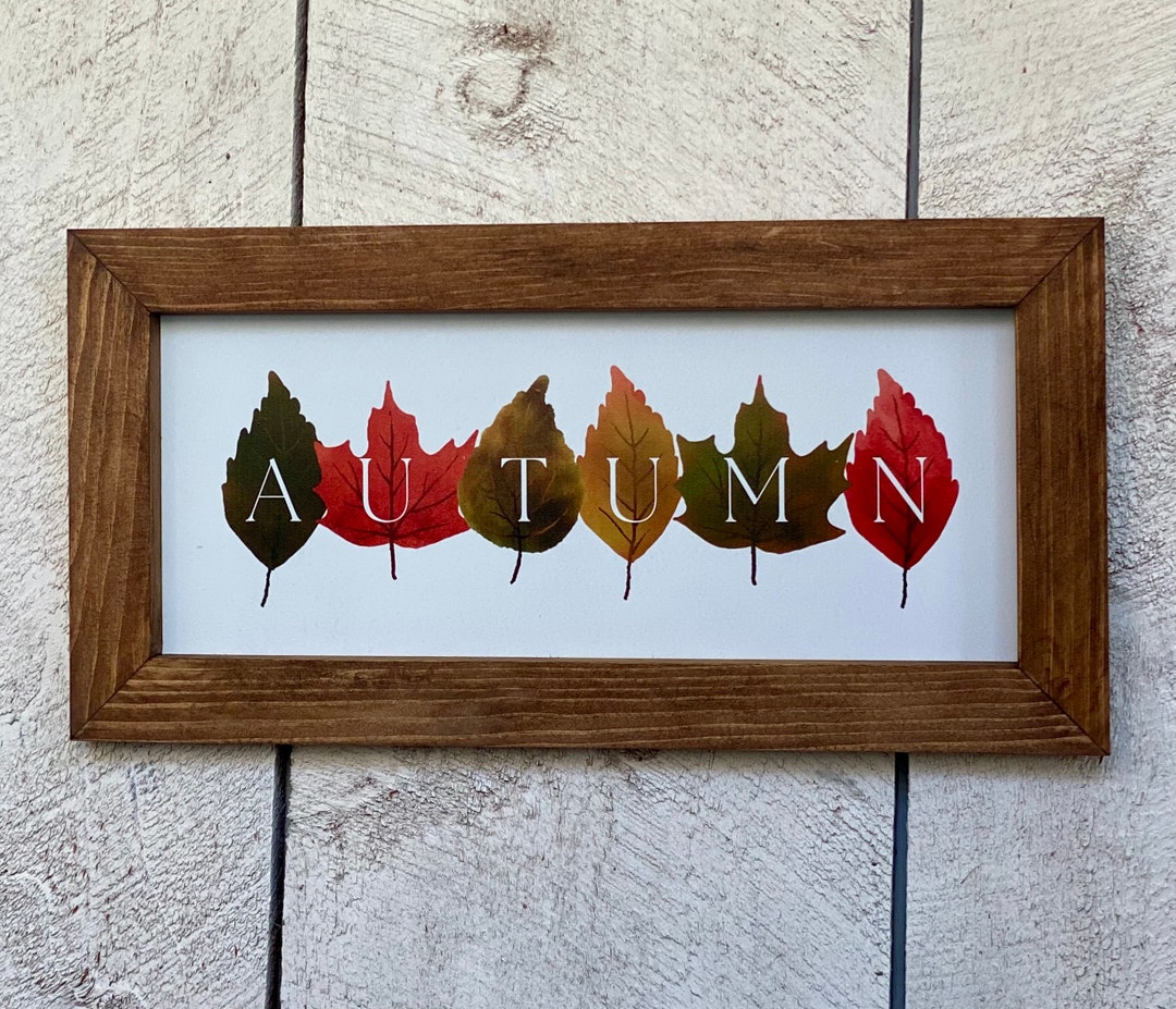 Autumn Leaf Wood Sign Colorful Leaves Sign Fall Home Decor Pumpkin ...