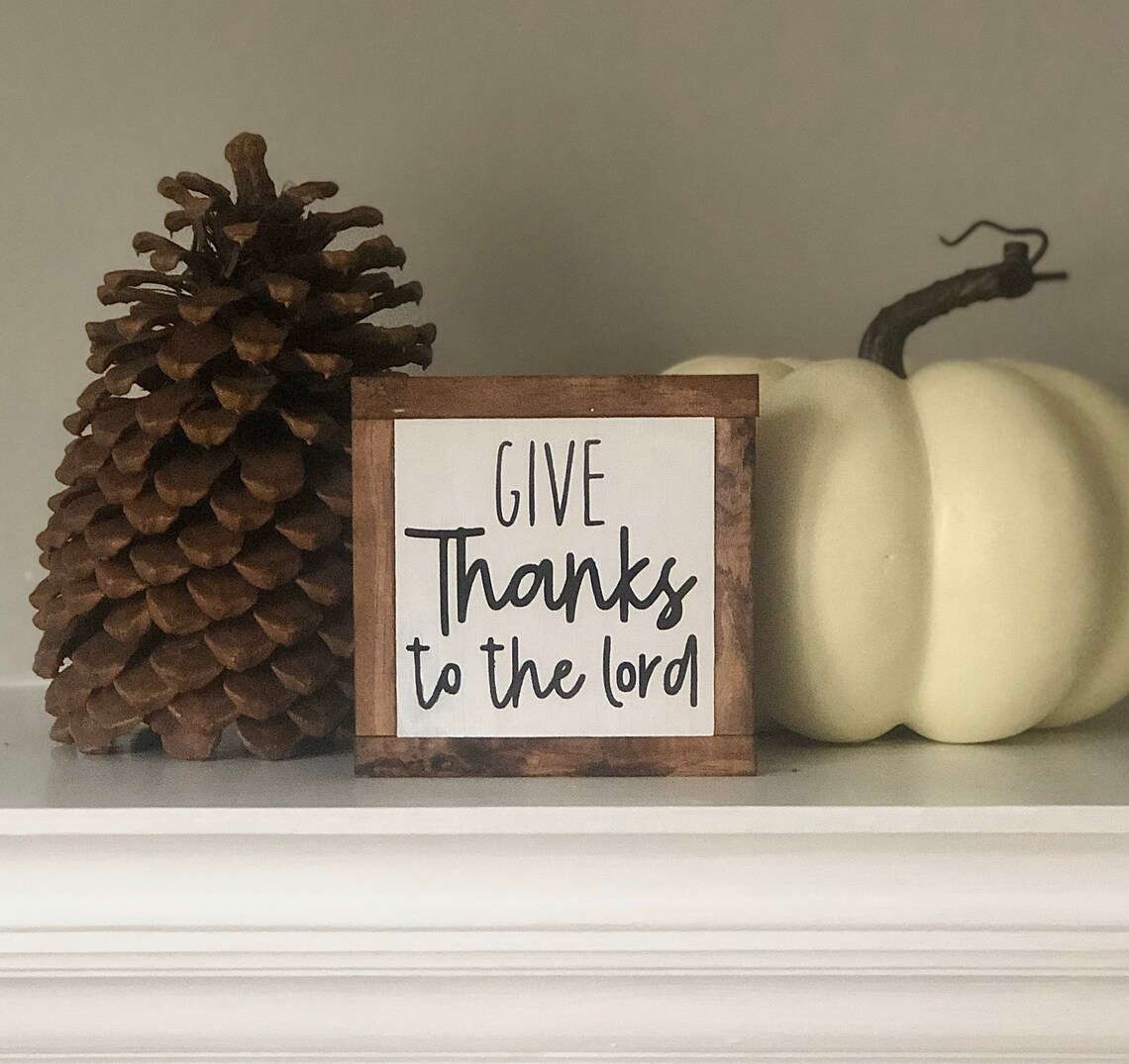 Give Thanks Sign, Lord Quote Home Decor, Rustic God Sign, Autumn Season ...