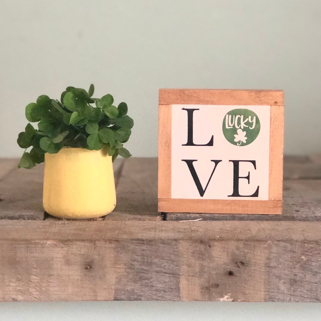 Lucky Sign, St. Patrick's Day Decor, LOVE Wood Sign, Rustic Irish Home ...