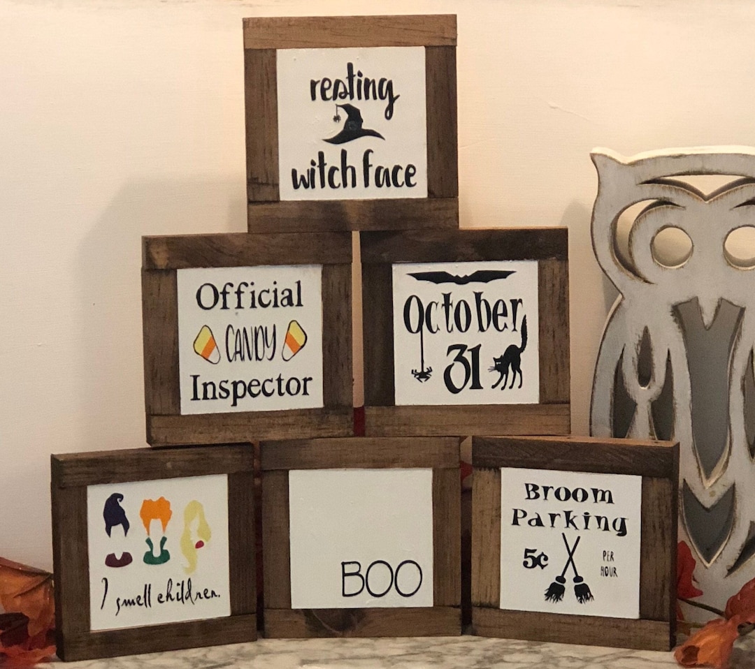 Halloween Small Sign, October Tiered-tray, Halloween Wood Signs, Small ...