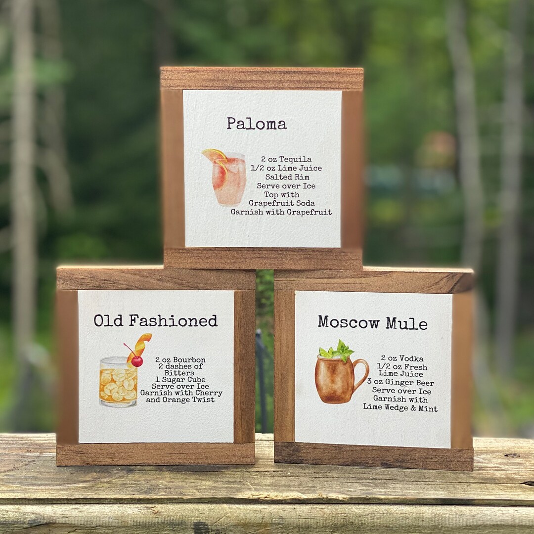 Cocktail Ingredient Sign, Bar Decor, Moscow Mule Decor, Paloma Drink ...