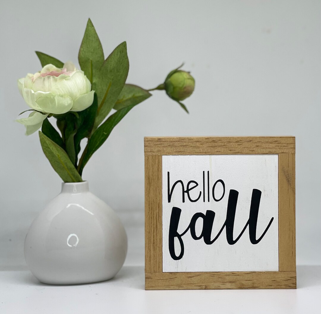 Hello Fall Sign, Autumn Home Decor, Fall Wood Sign, Rustic Fall Decor ...