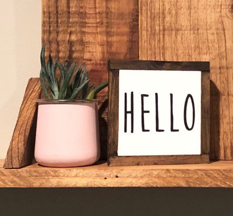 Hello Sign Small Wood Sign Rustic Style Farmhouse Home | Etsy