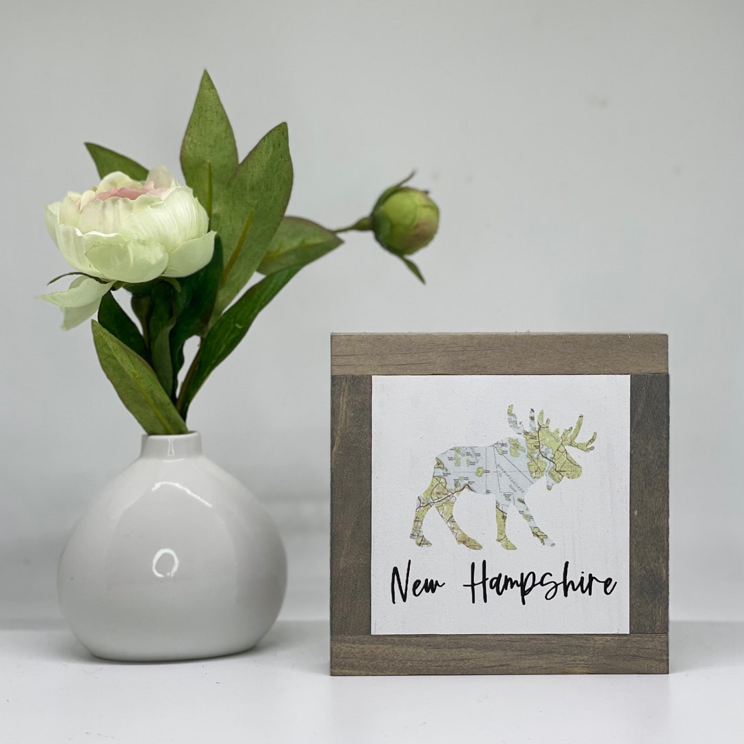 NH Moose Sign, Home State Sign, Graduation Gift, Map State Sign, Rustic ...