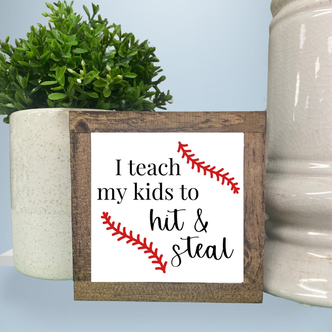 Hit & Steal Baseball Sign, Baseball Wood Sign, Baseball Player Gift ...