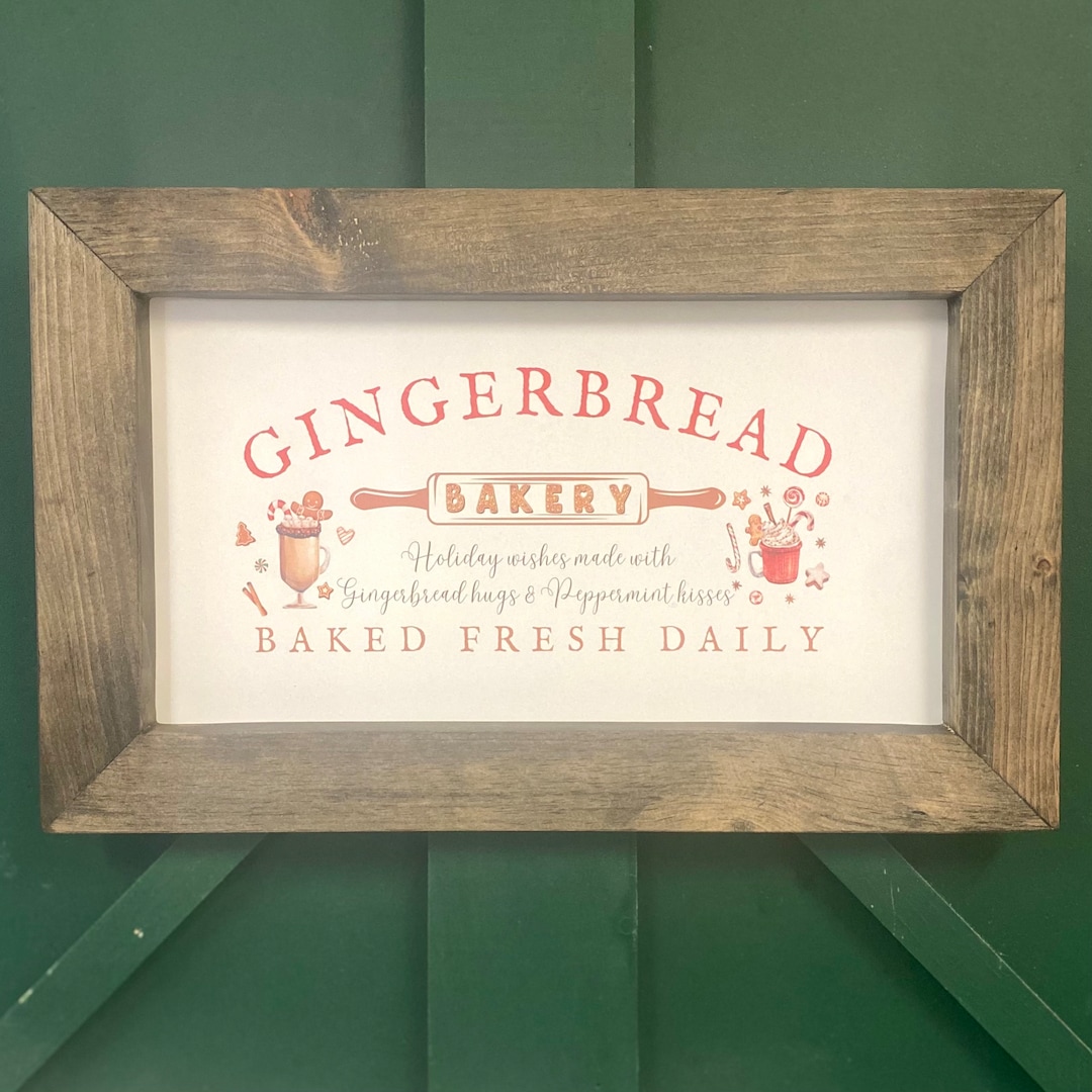 Gingerbread Bakery Sign, Winter Kitchen Decor, Gingerbread Cookie Sign ...
