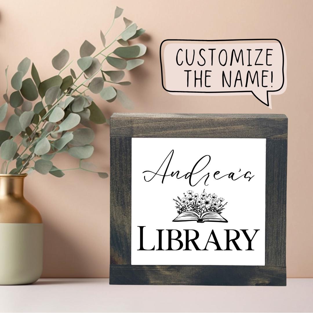 Custom Bookshelf Sign, Shelfie Decor, Personalized Gift for Book Lover ...