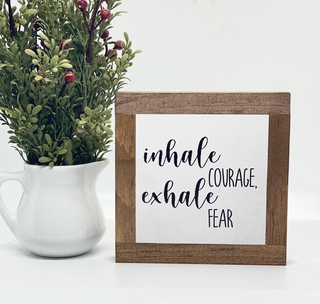 Inhale Exhale Sign, Motivational Wood Sign, Office Desk Decor, Feel ...