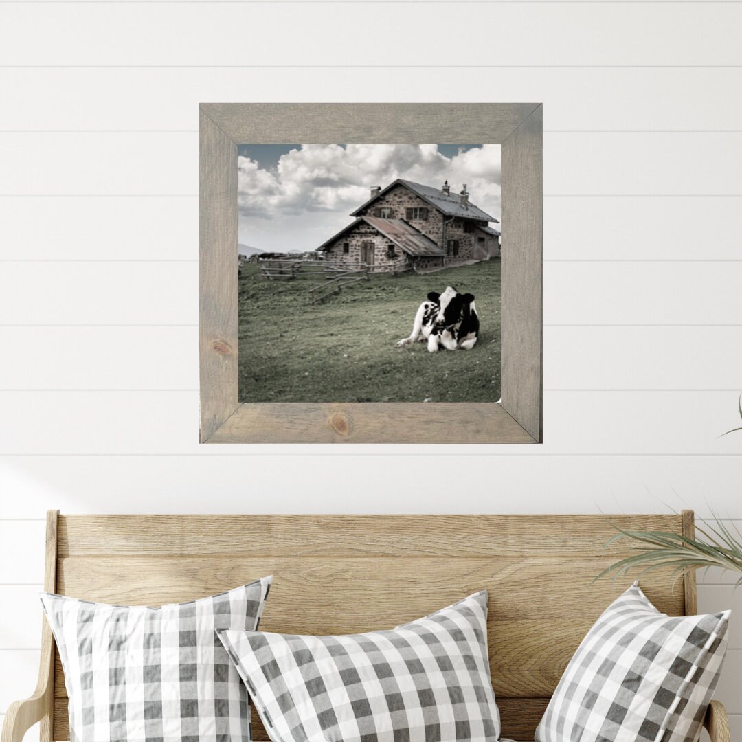 Barn Landscape Sign, Farmhouse Cow Sign, Rustic Cow Landscape, Barn ...